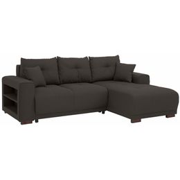 Ecksofa Home Affaire, B:234cm H:91cm T:162cm, braun, Struktur (100% Polyester);Struktur fein ( 100% Polyester);Filzoptik (100% Polyester),