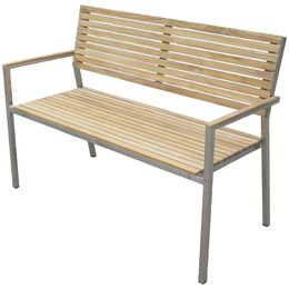 Gartenbank Garden Pleasure, H:86cm T:55cm, braun, Teak FSC 100%, Edelstahl 304 geb&uuml;rstet, Outdoor, Sitzb&auml;nke, "DENVER", 2-Sitzer