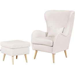 Sessel Home Affaire, H:118cm T:94cm, beige, Samtcord (92% Polyester 8% Polyamid);Struktur (100% Polyester);Struktur Hahnentritt (100%