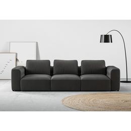 3-Sitzer RAUM.ID, B:300cm H:62cm T:109cm, grau, 95% Polyester, 5% Nylon, Sofas, "Cushid", Modulsofa, bestehend aus 3 Teilen, Breite 300 cm