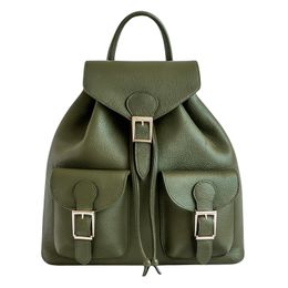 Damen Rucksack "Chicaletta", Collezione Alessandrogr&uuml;n, Leder, Rucks&auml;cke, l&auml;ssiges Design aus echtem Leder