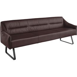 Essbank Musterring, B:232cm H:86cm T:70cm, rot, Sitzbänke, "JustB SP500", Metallkufe schwarz, verschiedene Farben, Breite 220 oder 250 cm