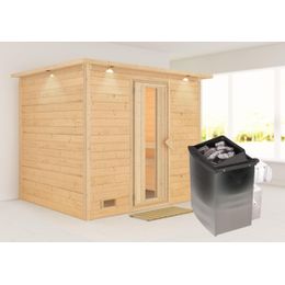 Karibu Sauna "Soraja", Saunaofen, integrierte Steuerung, 9 kW, beige, Saunen, 9-kW-Ofen mit integrierter Steuerung