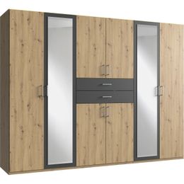Kleiderschrank wimex, B:270cm H:207cm T:58cm, grau, Kinderzimmer, Schränke, "Diver Drehtürenschrank mit Spiegel, 180, 225 o. 270cm breit", Bestseller