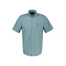 Lerros Herren Kurzarmhemd, blau, Gr. L, bedruckt, Web, Obermaterial: 100% Baumwolle, Hemden, mit All-Over Print