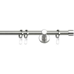 Gardinenstange Indeko, L:120cm &Oslash;:20mm, silber, Metall, Stahl, Gardinenstangen, "Consul 20", Komplett-Set inkl. Ringen und Montagematerial