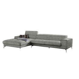 Ecksofa W.Schillig, B:343cm H:70cm T:193cm, grau, Stoff S37 (100% Polyester): Luxus-Microfaser in Lederoptik, Wohnzimmer, Sofas, "piedroo, Designsofa