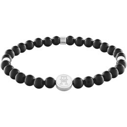 Tommy Hilfiger Herren Armband "TH85-MEN BEADS", 19cm, Edelstahl, schwarz, Edelstahl, Armbänder, mit Sodalith oder Onyx