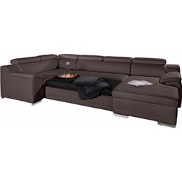 Sit & More Wohnlandschaft SIT & MORE, B:336cm H:93cm T:193cm, braun, Kunstleder SOFTLUX;Struktur ( 100% Polyester), Sofas, "Top Andiamo U-Form", mit