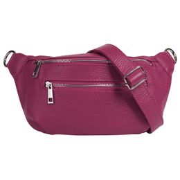 Samantha Look Damen G&uuml;rteltasche, pink, Leder, leicht gl&auml;nzend, unifarben, Taschen, echt Leder, Made in Italy
