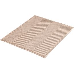 Badematte Kleine Wolke, H:10mm, beige, Polyester, Badematten, "Zigzag", Badteppich, Uni-Farben, modernes Zickzack Muster