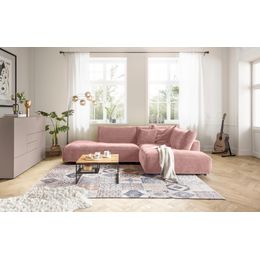 Ecksofa Musterring, B:304cm H:81cm T:224cm, rosa, 100% Polyester, Wohnzimmer, Sofas, "Lucia", mit gro&szlig;em Longchair, verschiedene Farben, B304 x T224