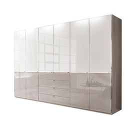 Kleiderschrank Wiemann, B:300cm H:220cm T:58cm, wei&szlig;, Glas, Kunststoff, Metall, Schlafzimmer, Schr&auml;nke, "Shanghai, Dreht&uuml;renschrank, Schrank mit