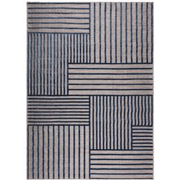 Teppich FLAIR RUGS, B:120cm H:4mm L:170cm, blau, Kunstfaser, Wohnzimmer, Teppiche, "Vigo Blocks", Vigo Blocks Indoor Outdoor-Teppich