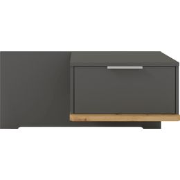 Nachtschrank Musterring, B:90cm H:43cm T:47cm, grau, Holzwerkstoff, Schr&auml;nke, "Isabelle", verschiedene Farben, Unterboden in Eiche, Ma&szlig;e B50/90 x H43