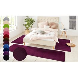 Bettumrandung Hanse Home, H:8mm, lila, Obermaterial: 100% Polypropylen, Schlafzimmer, Bettumrandungen, "Shashi", Kurzflor, Unifarben, Teppich,