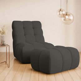 XXL-Sessel Home Affaire, B:88,5cm H:95,5cm T:130cm, grau, 100% Polyester, Sessel, "AURELIAN Loveseat XXL mit Hocker im Set, Lese-Sessel,