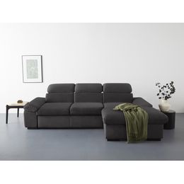 Ecksofa COTTA, B:250cm H:73cm T:165cm, braun, 100% Polyester, Wohnzimmer, Sofas, "Lola L-Form mit Kopfteilfunktion & Hocker", wahlweise mit