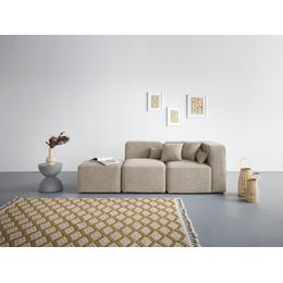3-Sitzer Home Affaire, B:233cm H:76,5cm T:93cm, grau, 100% Polyester, Sofas, "Sundstrup", Modulserie, individuelle Zusammenstellung