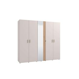 Kleiderschrank Home Affaire, B:225cm H:208cm T:56cm, wei&szlig;, Kunststoff, Metall, Spanplatte, Schlafzimmer, Schr&auml;nke, "Belfort, Schlafzimmerschrank mit