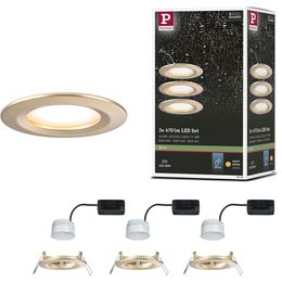 Paulmann LED Einbauleuchte "LED Einbauleuchte Nova Coin IP44 rund 78mm Coin Gold matt", 3, Ø 7,8cm H: 2,2cm, 3 Stk., gold, Leuchten