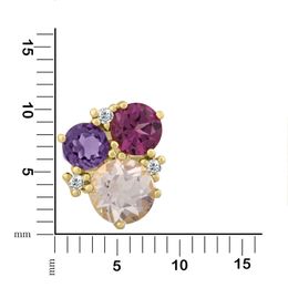 OROLINO Damen Paar Ohrstecker "Gold 585 mit Amethyst Rosaquartz und Brillant", one-size, Gold, gelb, Gold, Ohrringe