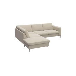 Ecksofa FLEXLUX, B:241cm H:85cm T:225cm, wei&szlig;, 100% Polyester, Wohnzimmer, Sofas, "Fiore, L-Form", breite Armlehnen, F&uuml;&szlig;e alufarben, B/T 241/225 cm,