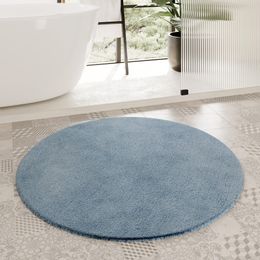 Badematte HOMIE LIVING, H:30mm, blau, Polyester, Badematten, "Porto Azzurro", Badteppich, uni, rechteckig & rund, waschbar, Badezimmerteppich