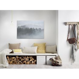 A.S. Cr&eacute;ation Leinwandbild A.S. CR&Eacute;ATION, B:90cm H:60cm, grau, Holz, Stahl, Wohnzimmer, Bilder, "Misty Forest", Nebel Bild Keilrahmen Leinwand-Bild Wohnzimmer