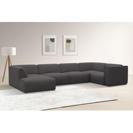 Wohnlandschaft OTTO HOME, B:367cm H:70cm T:206cm, grau, Struktur fein (100% Polyester);Samtoptik (100% Polyester);Samtcord (92% Polyester, 8%