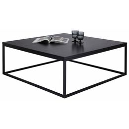 Couchtisch Home Affaire, B:80cm H:37cm T:80cm, schwarz, Wohnzimmer, Tische, "Voorst", aus massiver Eiche und Metallgestell