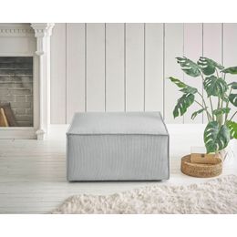 Hocker Home Affaire, B:80cm H:42cm T:80cm, grau, 100% Polyester, Wohnzimmer, Hocker, "SHERWOOD", Hocker quadratisch, ideale Ergänzung zum Loveseat