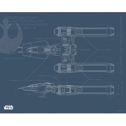 Komar Bild "Star Wars EP9 Blueprint Y-Wing", B/H/T: 50cm x 40cm, Star Wars, 1 Stk., schwarz-weiß, Wohnzimmer, Bilder, Wandbild zur Dekoration im
