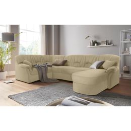 Wohnlandschaft DOMO collection, B:308cm H:91cm T:200cm, beige, Luxus-Microfaser (100% Polyester), mit Muster;Struktur (100% Polyester), Sofas, "Bahia