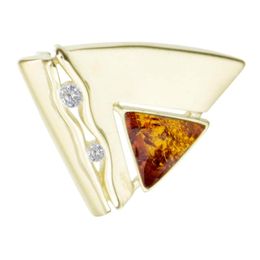 OSTSEE-SCHMUCK Damen Kettenanh&auml;nger "- Gleiter-Benita - Gold 585/000 - Bernstein/Brillant", Gelbgold 585, gold, Gelbgold 585, Schmuckanh&auml;nger