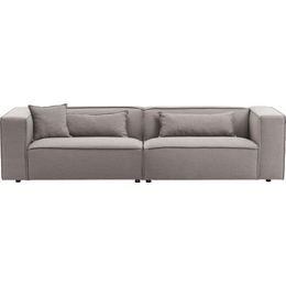 3-Sitzer, B:275cm H:66cm T:101cm, grau, LeGer Home by Lena Gercke, 100% Polyester, Sofas, "PIARA, Couch mit Kedernaht, Sofa in Cord, Leinenoptik o.