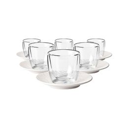 Villeroy & Boch VILLEROY & BOCH Thermoglas "Espressogläser mit Untertassen Manufacture Rock 60 ml 6er Set weiß", weiß, Trinkgefäße