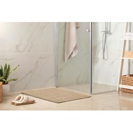 Badematte LUXOR living, H:10mm, beige, Baumwolle, Badematten, "Atlanta, 50x80 cm", Badteppich, Duschvorleger, Uni Farben, saugstark