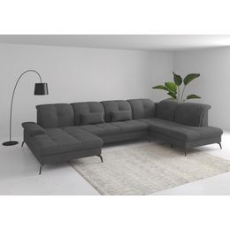 Sit & More Wohnlandschaft SIT & MORE, B:357cm H:90cm T:231cm, grau, 90% Polyester, 10% Polyamid, Sofas, "Amica, U-Form, inkl. Sitztiefenverstellung und