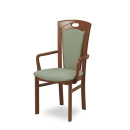 Esszimmerstuhl Home Affaire, B:55cm H:100cm T:57cm, braun, Massivholz, St&uuml;hle, "FERDI, Armlehnstuhl, Made in Italy, Massivholz", Bezug Feinstruktur
