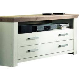 Lowboard, B:140cm H:63cm T:51cm, wei&szlig;, SET ONE BY Musterring, MDF, Wohnzimmer, Sideboards, "York", Typ 32, mit 4 Schubk&auml;sten, Beleuchtung optional,