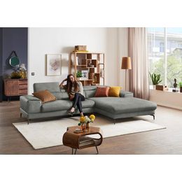 Ecksofa W.Schillig, B:303cm H:70cm T:193cm, grau, Stoff S37 (100% Polyester): Luxus-Microfaser in Lederoptik, Wohnzimmer, Sofas, "Piedroo, Designsofa