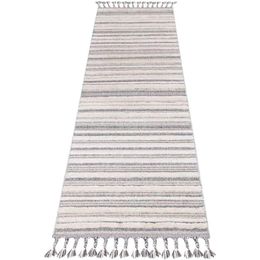 Hochflor-Teppich Carpet City, B:80cm H:20mm L:300cm, blau, Polypropylen, Teppiche, "Valencia 807", L&auml;ufer, Boho-Stil, 3D-Effekt, Streifen,