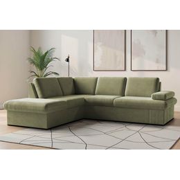 Sit & More Ecksofa SIT & MORE, B:238cm H:82cm T:202cm, grün, 100% Polyester, Wohnzimmer, Sofas, "Moreno L-Form, B: 238 cm", mit Armteilverstellung, optional