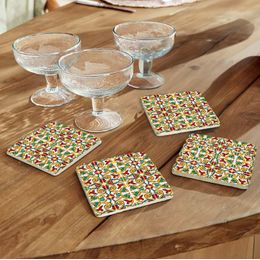 queence Getränkeuntersetzer "Bunte Mosaik Fliesen Steine", B:10cm H:10cm T:1cm, rot, Untersetzer, Mosaik Set Topfuntersetzer Naturstein Untersetzer