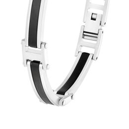 s.Oliver Herren Armband "2035798", 21,5cm, Edelstahl, schwarz, Edelstahl, Armb&auml;nder