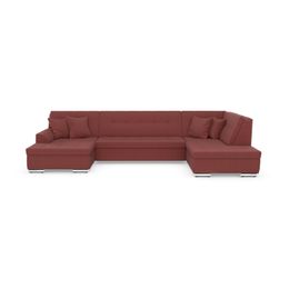 Wohnlandschaft DOMO collection, B:364cm H:83cm T:201cm, lila, 95% Polyester, 5% Polyamid, Sofas, "Treviso incl. Zierkissen, moderne Steppung, XXL:
