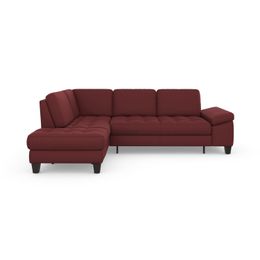 Sit & More Ecksofa SIT & MORE, B:261cm H:88cm T:179cm, rot, 100% Polyester, Wohnzimmer, Sofas, "Westham L-Form", mit Ottomane, mit oder ohne Bettfunktion,