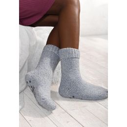 Lavana Damen ABS-Socken, Gr. 35, blau, Polyacryl, Polyamid, Polyester, sonstige Fasern, meliert, unifarben, Socken, aus Strick mit rutschfester Sohle