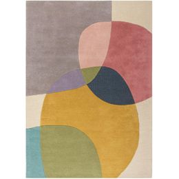 Wollteppich FLAIR RUGS, B:160cm H:8mm L:160cm, bunt, Wolle, Wohnzimmer, Teppiche, "Glow, gemustert & modern", fu&szlig;bodenheizungsgeeignet, mit